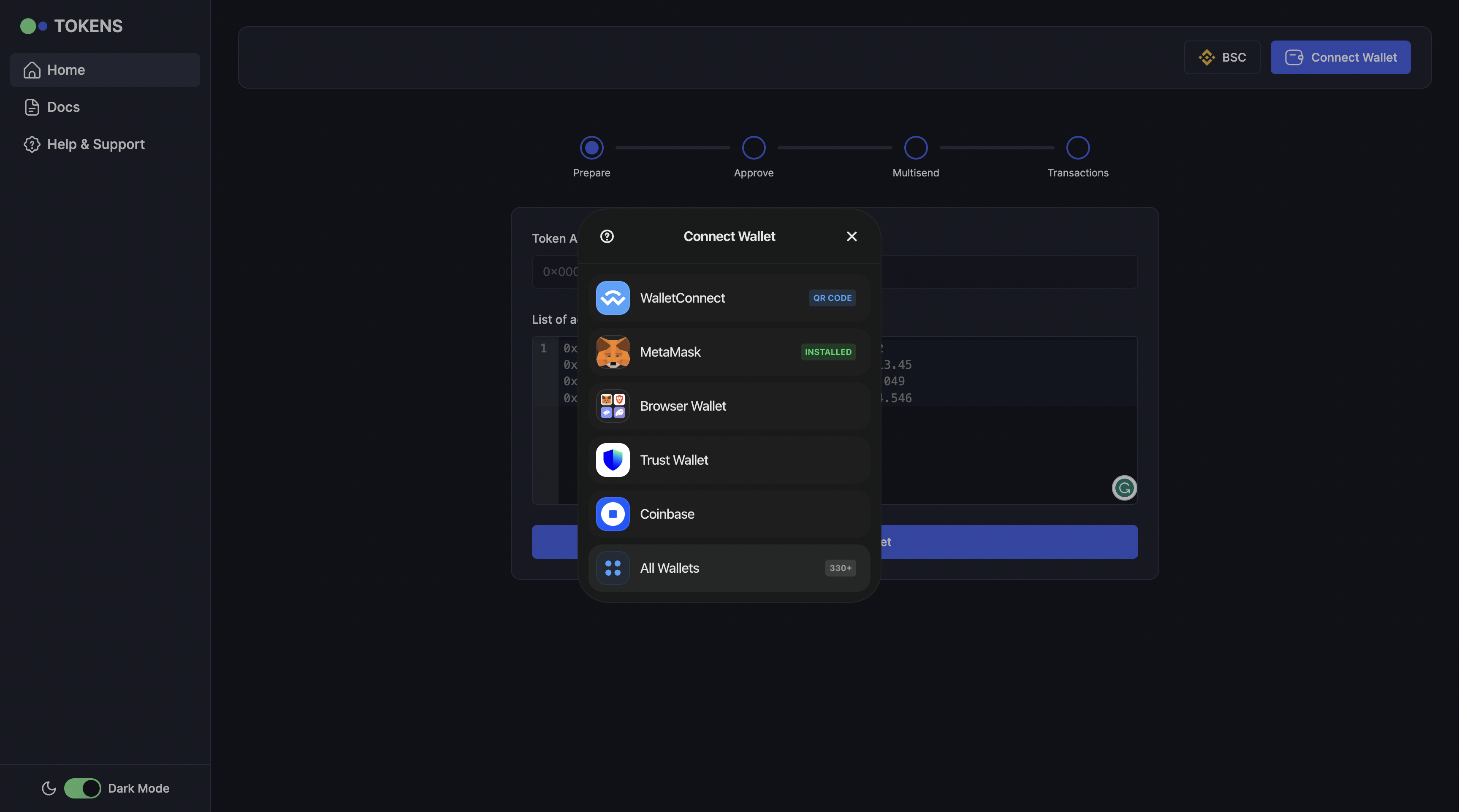 BulkSender | BSC Crypto Token MultiSender Service dApp With Smart Contracts by Web3Apps